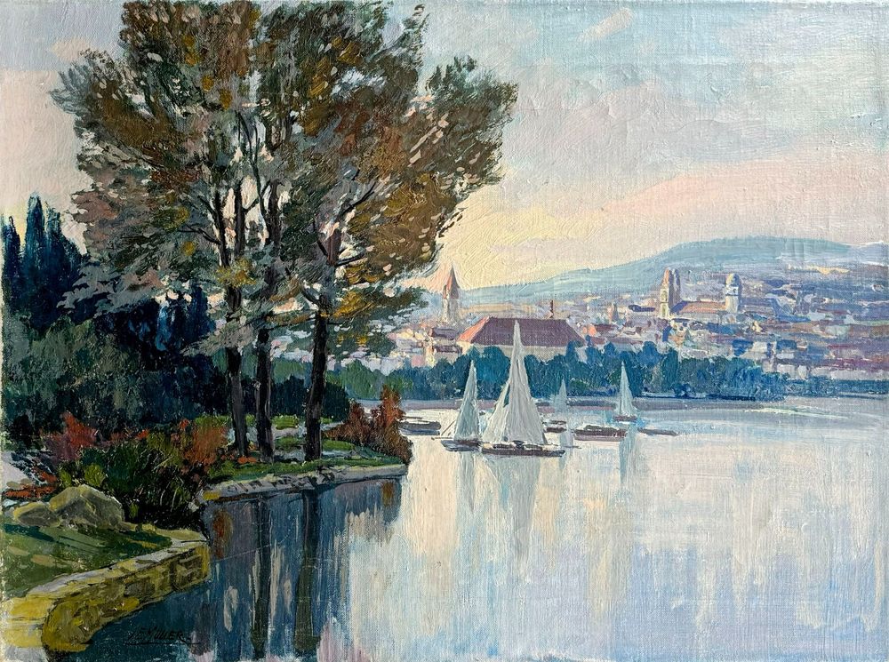 Johann Emil MÜLLER (1885-1958) Vue de zurich, huile sur toil | Kaufen auf Ricardo