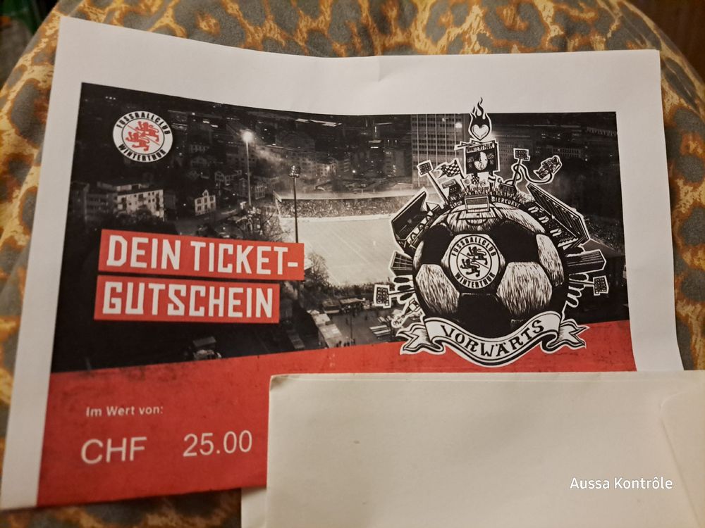 Ticketgutschein FC Winterthur CHF 25.- Gutschein Fussball (Neu und originalverpackt) in Mollis ...
