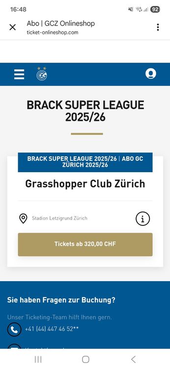 GCZ Fussball Saisonkarte 2025/26 Block: C21 (Gebraucht) in Zürich für ...