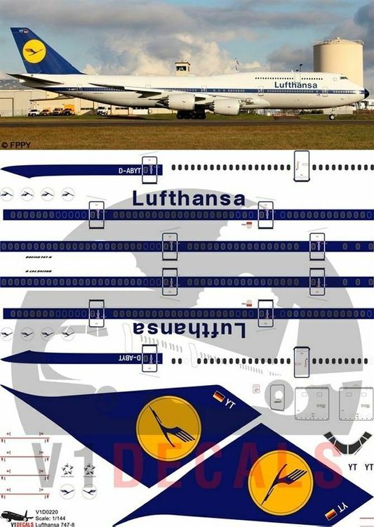 V1-Decal Sheet "B747-8, Lufthansa Retro Livery" (1/144) | Kaufen auf ...
