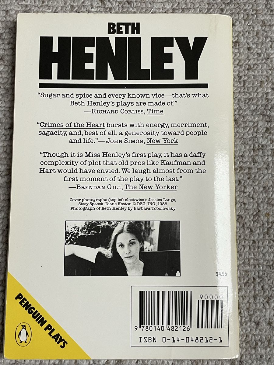 Crimes of the Heart, Beth Henley, Penguin Plays (Gebraucht) in ...