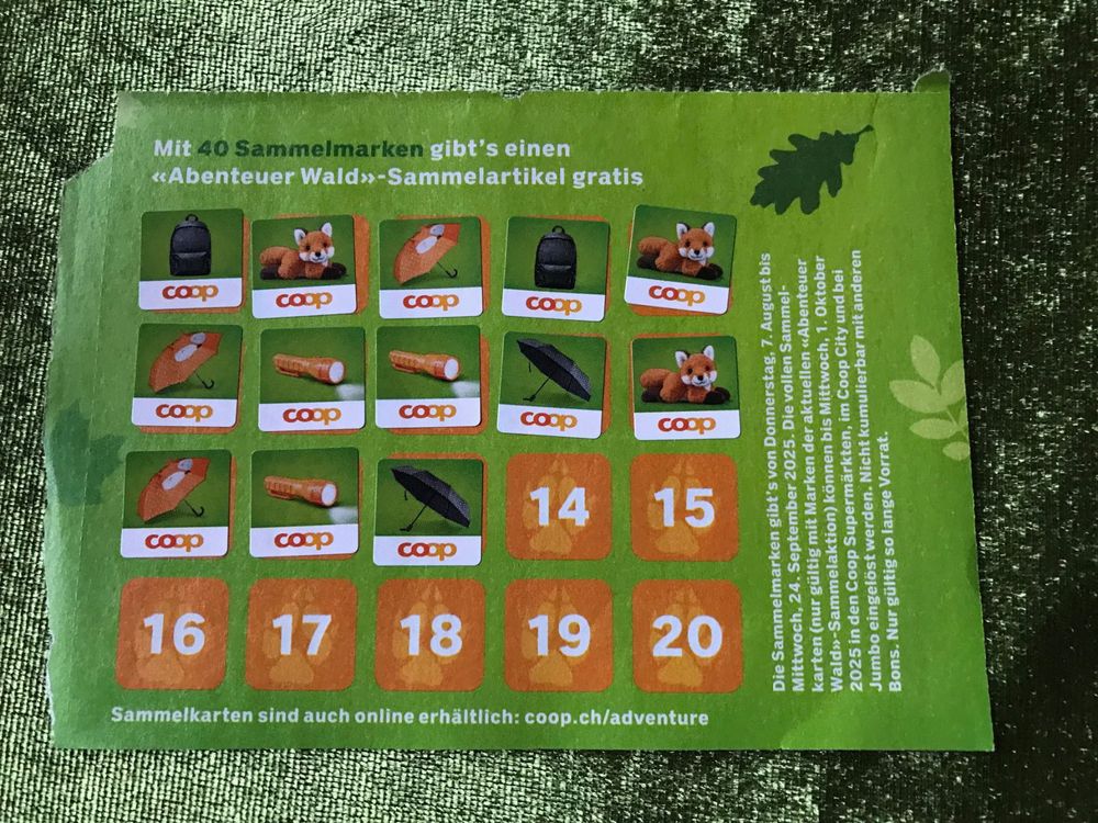 Coop Abenteuer Wald Sammelkarte - Herbst Aktion! | 13 Punkte (Neu ...