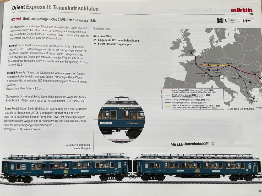 Märklin 42795 & 42796 CIWL Orient-Express Personenwagen-Set (Neu (gemäss Beschreibung)) in ...
