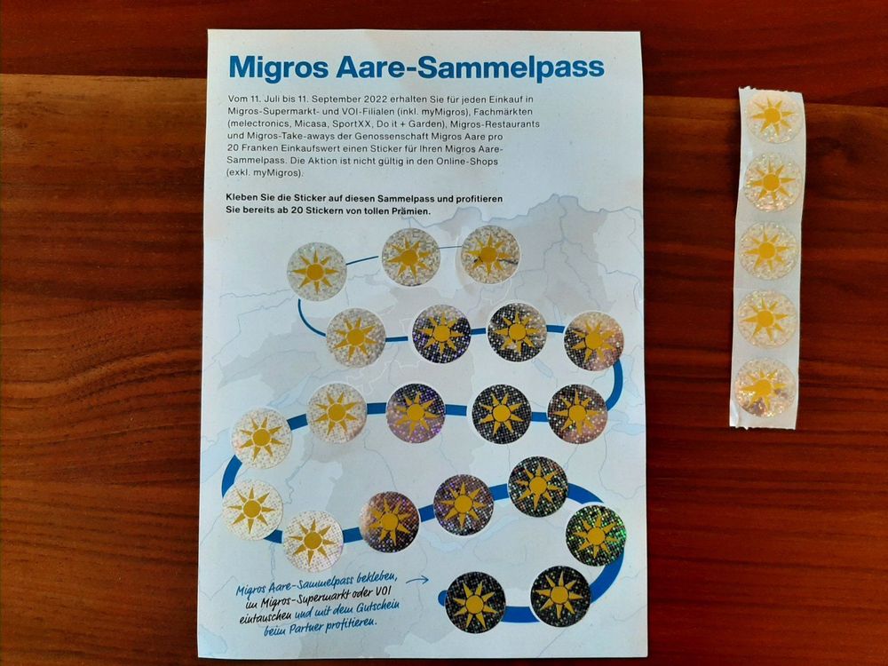 1 volle Karte + 5 weitere Märkli Migros Aare-Sammelspass (Neu (gemäss Beschreibung)) in ...