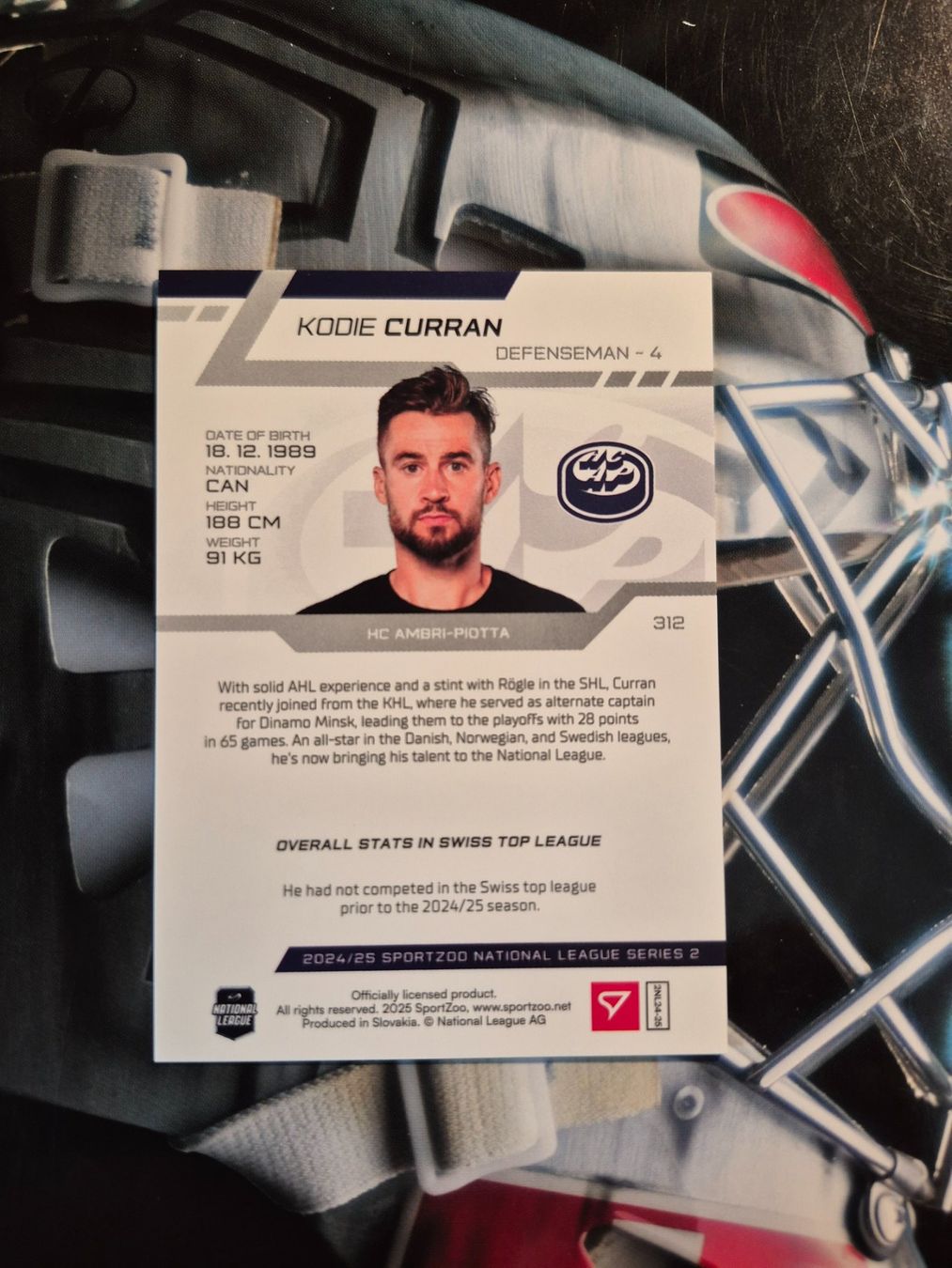 Kodie Curran HC Ambri Piotta 2024/2025 Sportzoo 2 (Gebraucht) in ...