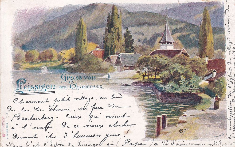 Leissigen BE am Thunersee / LITHO um 1896 (Gebraucht) in Niedergesteln ...