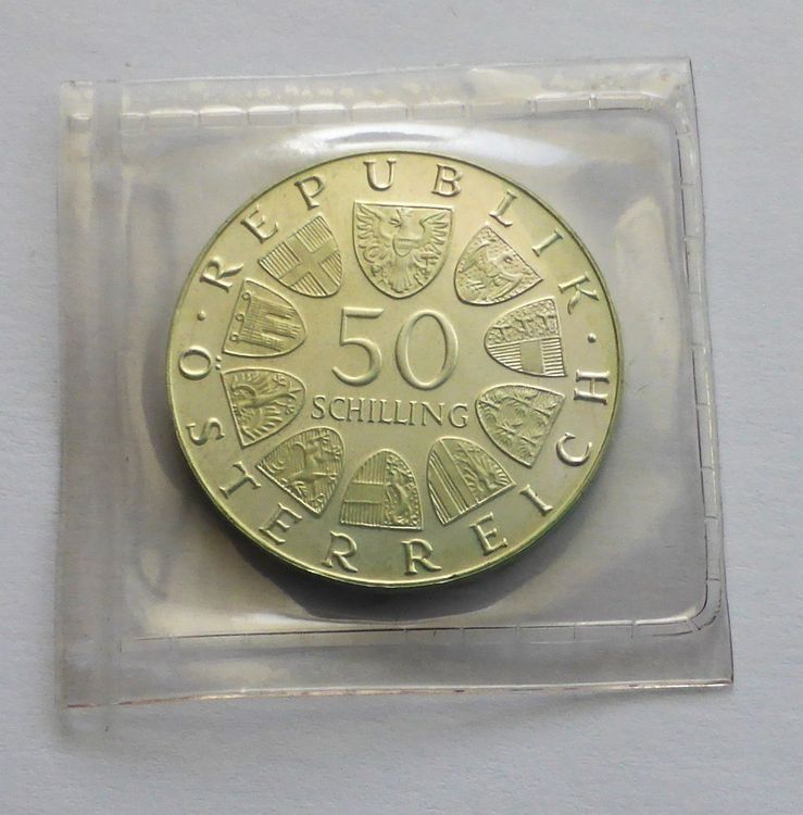 50 Schilling 1972, Silbermünze (20g) von ÖSTERREICH (Neu (gemäss ...