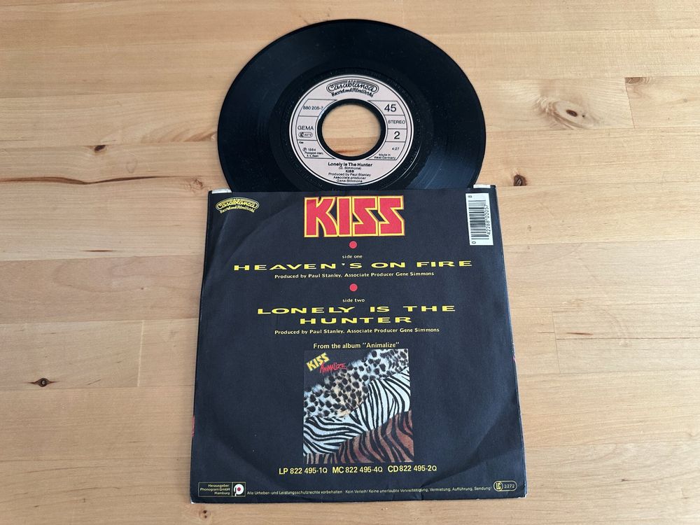 KISS GENE SIMMONS PAUL STANLEY rare Heaven's on fire Single (Gebraucht ...