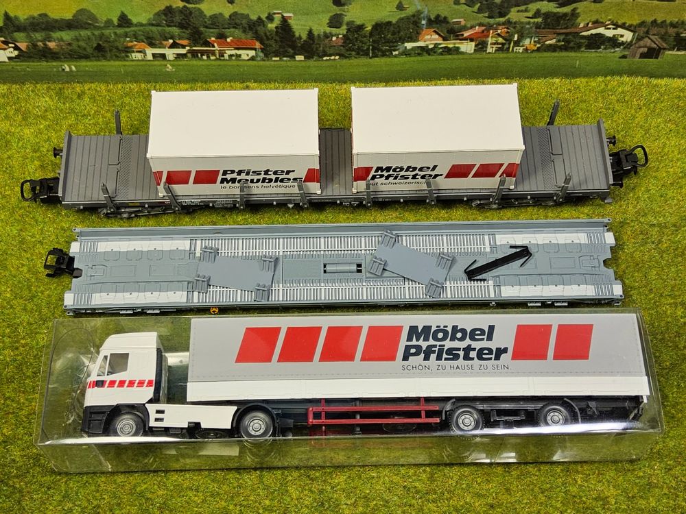 Märklin 2 x SBB HUPAC Rola Möbel Pfister Flachwagen _ OVP H0 (Gebraucht ...