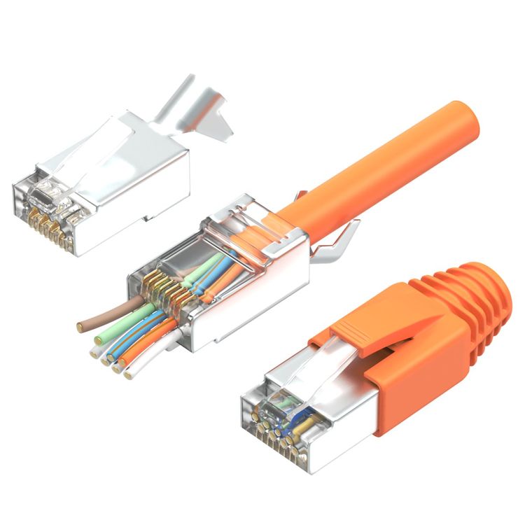 5x RJ45 Stecker orange (Neu und originalverpackt) in Perlen für CHF 7. ...