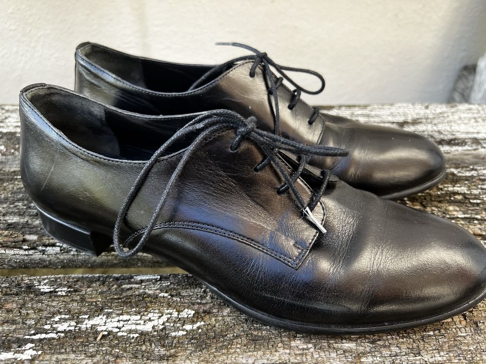 PASITO Black Leather Oxford Shoes Gr. 39 FAST NEU | Kaufen auf Ricardo