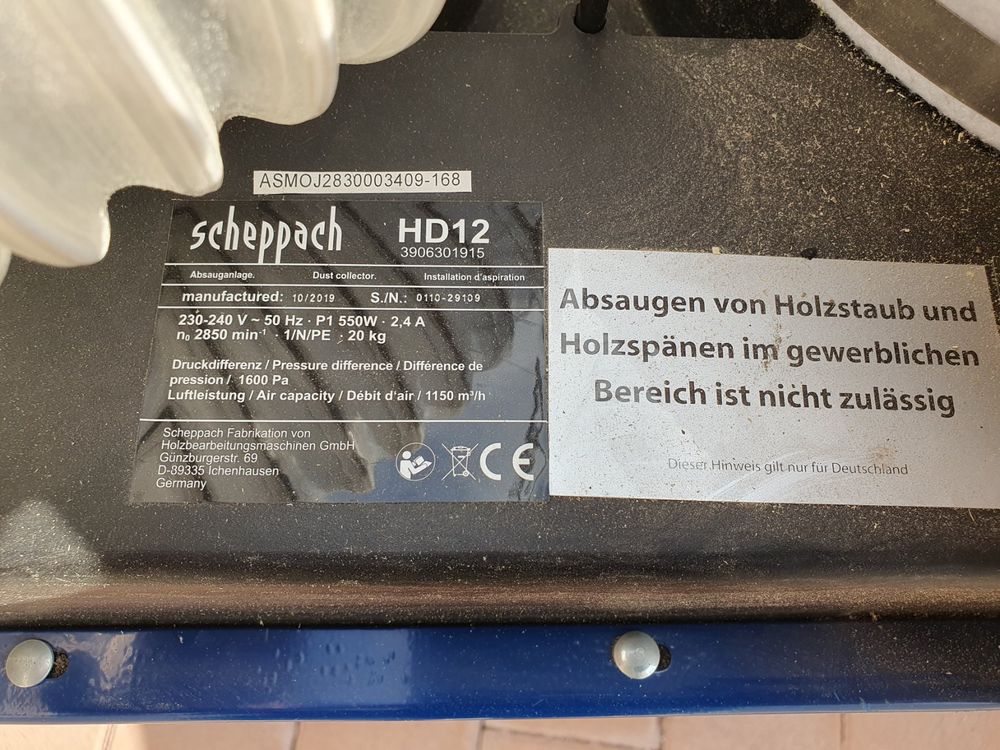 Absauganlage HD12 Scheppach ab 1.- (Gebraucht) in für CHF 36 – nur ...
