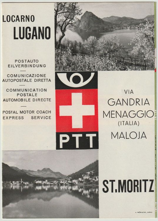 PTT, Postauto Bus Lugano St.Moritz, Fahrplan 1937, Reklame (Gebraucht) in Bedigliora für CHF 9 ...