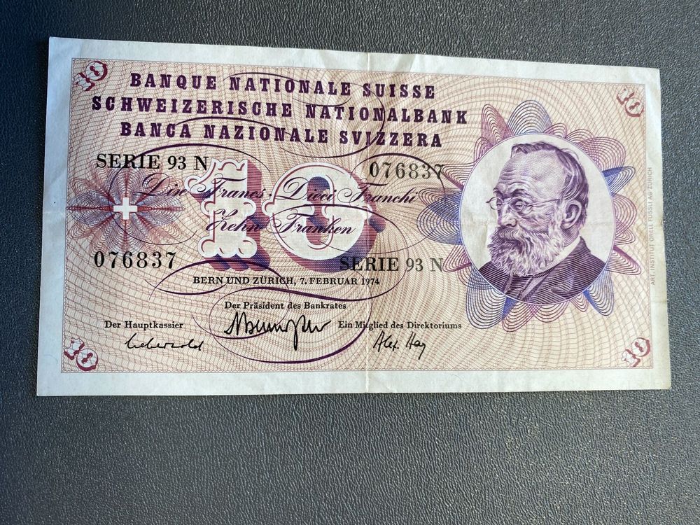 10 Fr.-Note Schweiz 1974 | Kaufen auf Ricardo