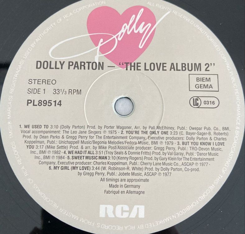Dolly Parton - The Love Album 2 LP °1985° | Kaufen auf Ricardo