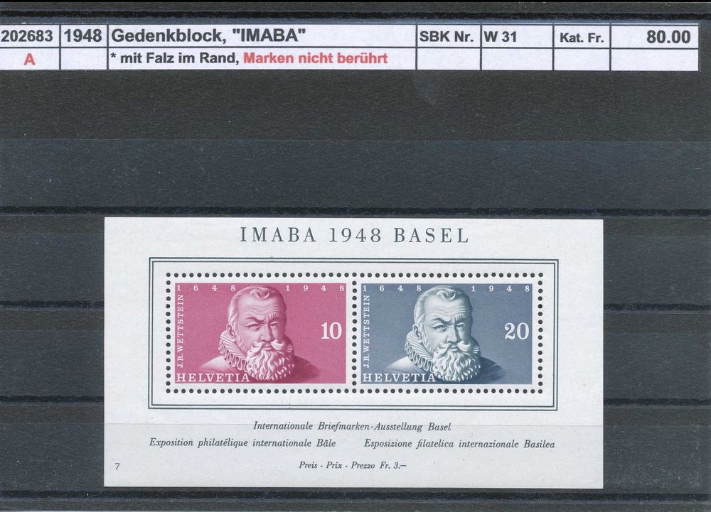 1948 "IMABA - Block " (Neu (gemäss Beschreibung)) in Winterthur für CHF ...