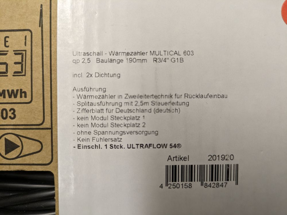 Kamstrup Multical 603 Ultraflow Wärmezähler mit M-Bus (Neu (gemäss ...