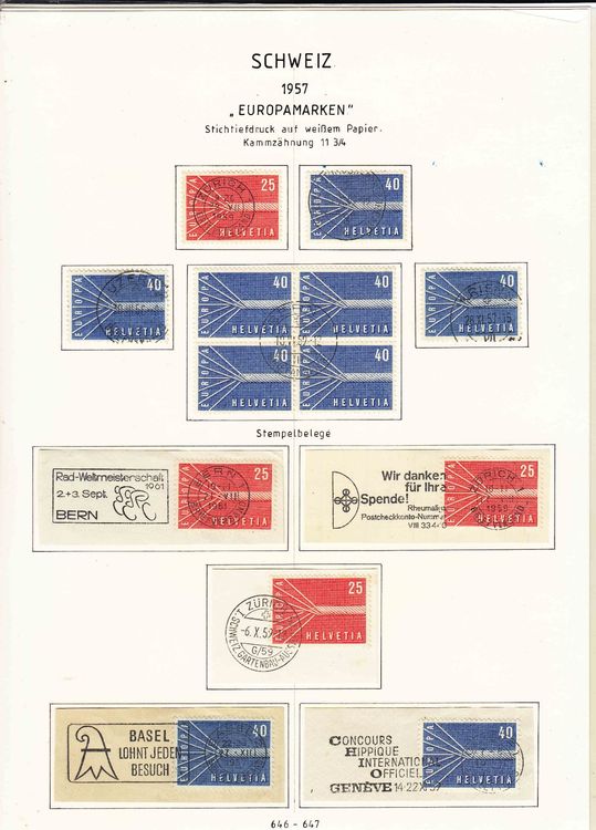 1957 Europa-Marken kleine Sammlung, einige Vollstempel (Gebraucht) in Küssnacht am Rigi für CHF ...