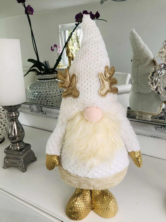 Winterlicher Deko Wichtel mit goldenen Akzenten, neu! 53 cm! (Neu ...