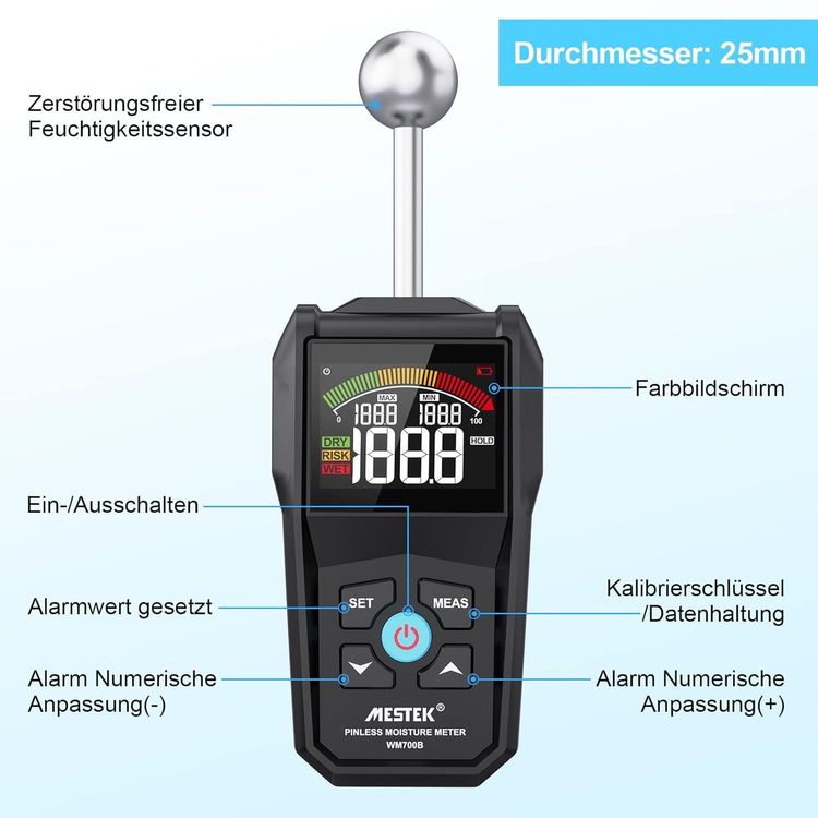 Pro Feuchtemessgerät kontaktlos mit Digitale LCD Display (Neu und ...