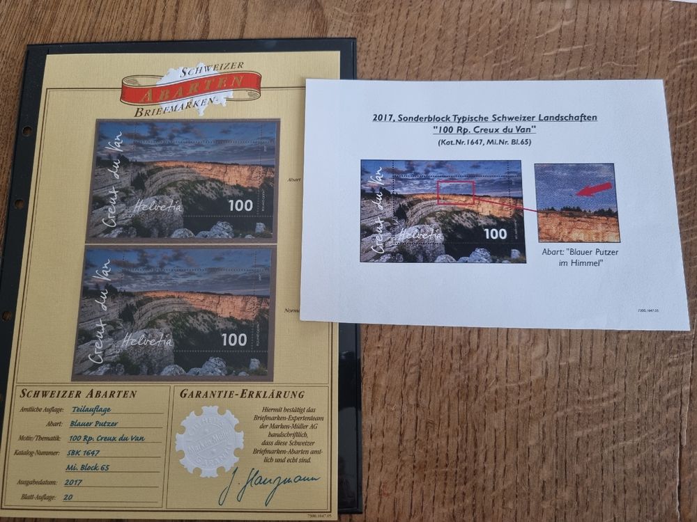 2017 Abart Blauer Putzer Creux du Van Blatt Auflage 20 (Gebraucht) in Arni AG für CHF 20 – mit ...