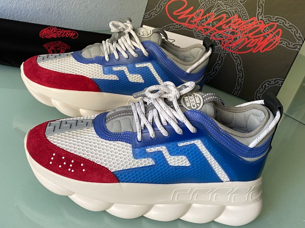 VERSACE Chain Reacton Runner Leder Low Top Sneakers 43 NEUE (Gebraucht ...