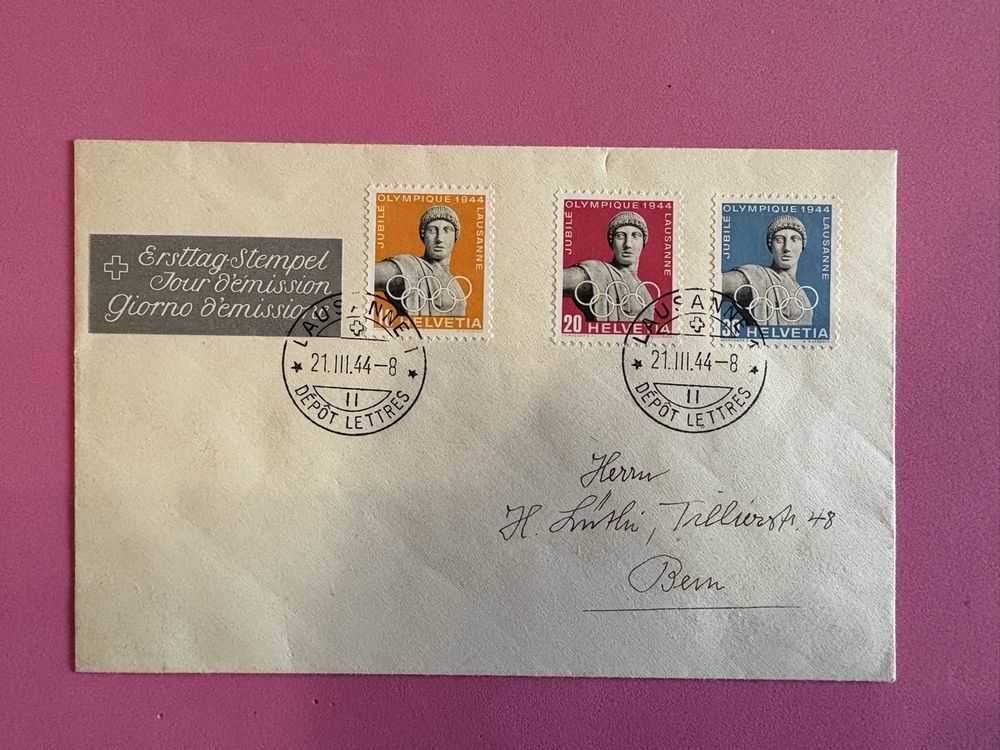 Cachet premier jour illustré JO 1944 Lausanne rare! (D'occasion) à ...