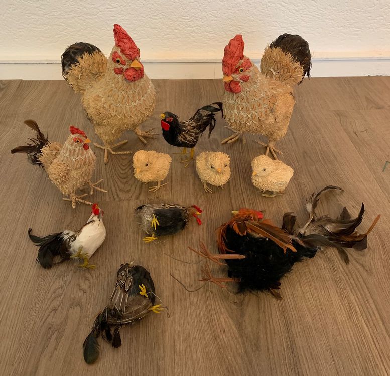 Paket Stroh Hahn Hühner Figuren Deko Ostern Dekoration (Gebraucht) in ...