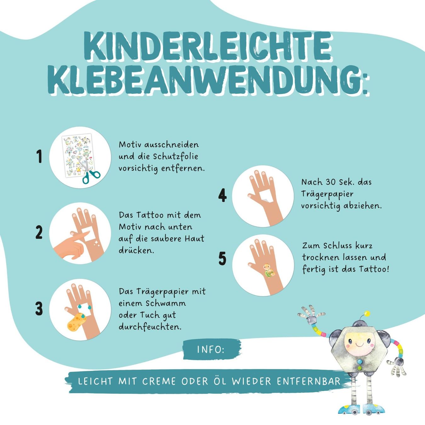 Abzieh Fake Tattoo - 5 Folien mit verschiedenen Motiven (Neu und ...