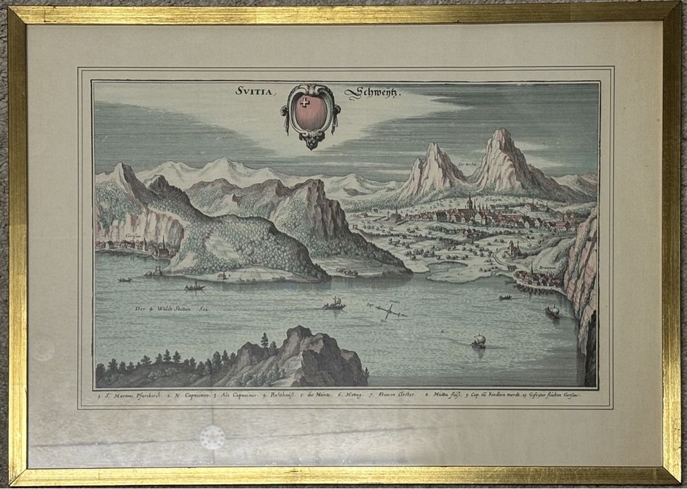 Matthäus Merian Stich "Schweitz" Repro von 1654 gerahmt (Gebraucht) in ...