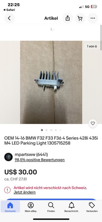 BMW 4er F32 F33 F36 LED Standlicht AL 1305715258 | Kaufen auf Ricardo