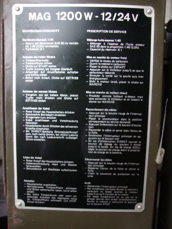 Militär Stromerzeuger Generator MAG 1200W-12V (Gebraucht) in ...