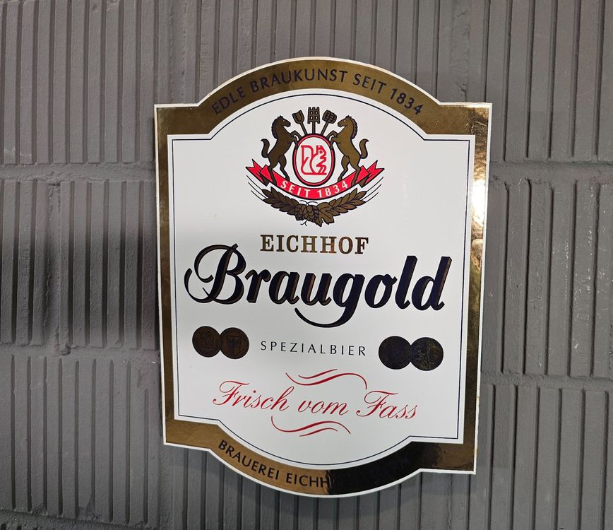 Eichhof Braugold Emailschild, Emaille Bier Werbeschild 2/2 (Gebraucht ...