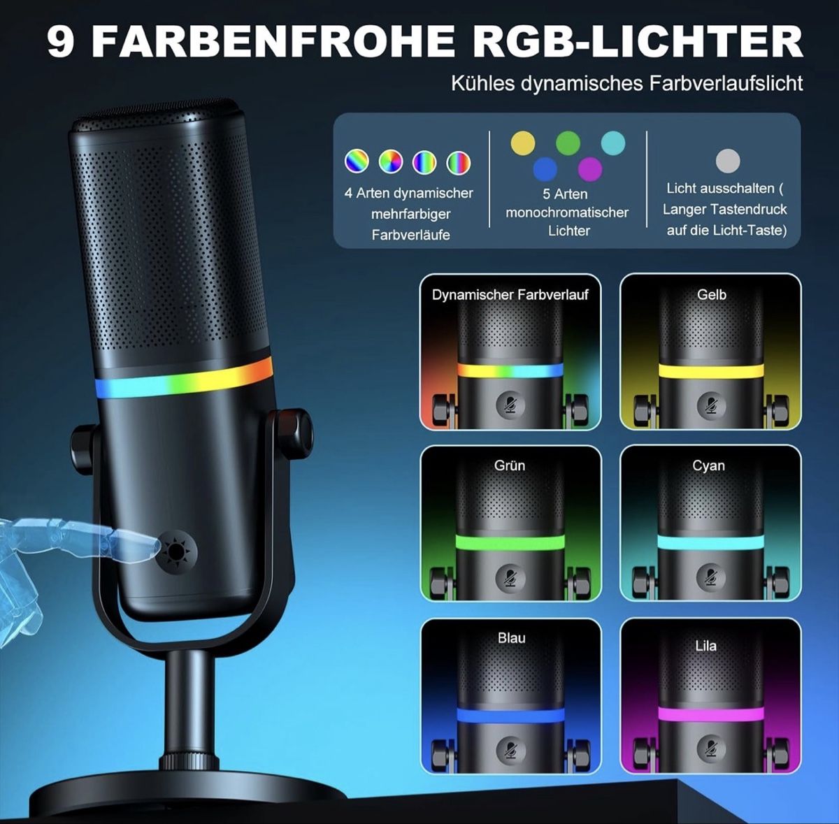 USB Mikrofon Weiß RGB – 192kHz Studio Mic für PC & Stream (Neu und ...