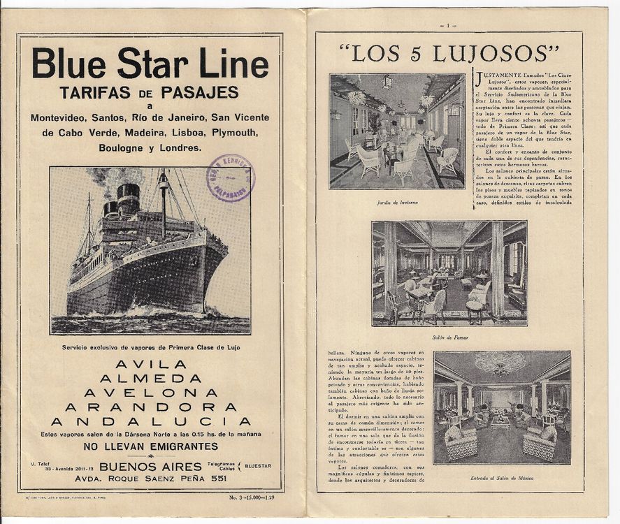 Blue Star Line - Schifffahrtsgesellschaft Prospekt von 1929 | Kaufen ...