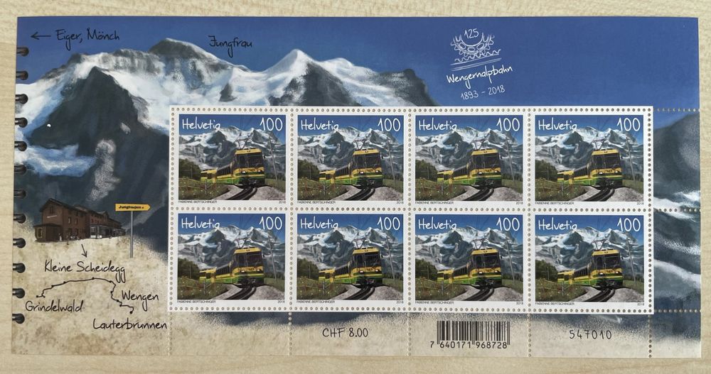 Bogen Wengernalpbahn 125 Jahre, 2018, Postfrisch (Neu (gemäss Beschreibung)) in Weiningen ZH für ...