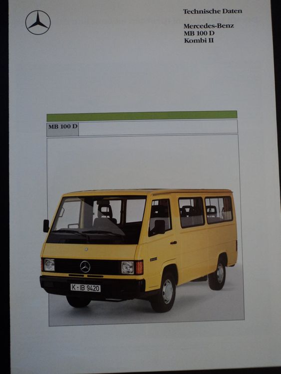 Prospekt Mercedes-Benz MB 100D Kombi II 1988 (Gebraucht) in ...