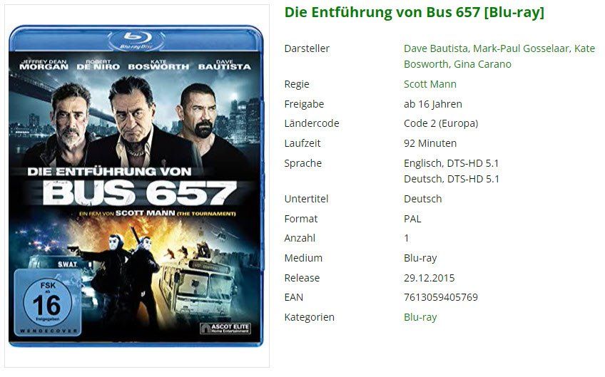 Die Entführung von Bus 657 (Bluray) (Gebraucht) in Buchrain für CHF 3 ...