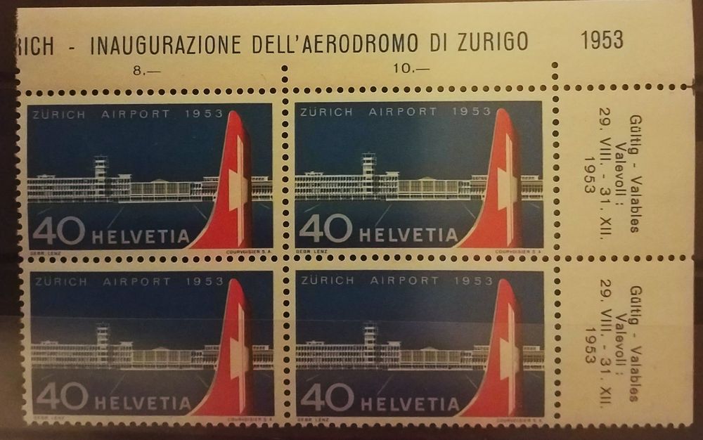 672) 1953 Flughafen Zürich im 4-Block postfrisch (Gebraucht) in Baden für CHF 5 – mit Lieferung ...