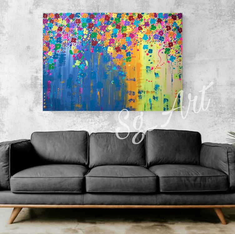 Acrylbild Natur floral blau bunt Blüten Blumen Unikat (Neu und originalverpackt) in Rheinau für ...