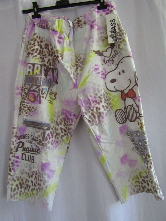 Gr. 50/60, Stretch-Hose "Snoopy", 7/8 lang, Weiss Bunt (Neu und ...