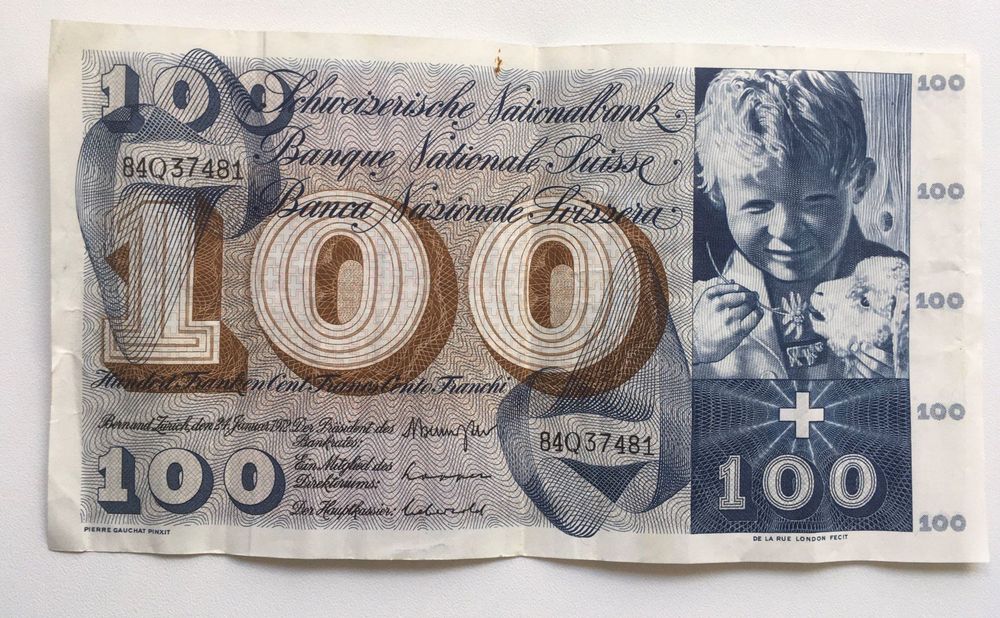Hundert Franken Note, 1972 (Schweiz) | Kaufen auf Ricardo