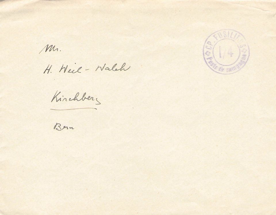 Quvert Füsilier S. I/4 , Stempel (Gebraucht) in Reichenburg für CHF 1 ...