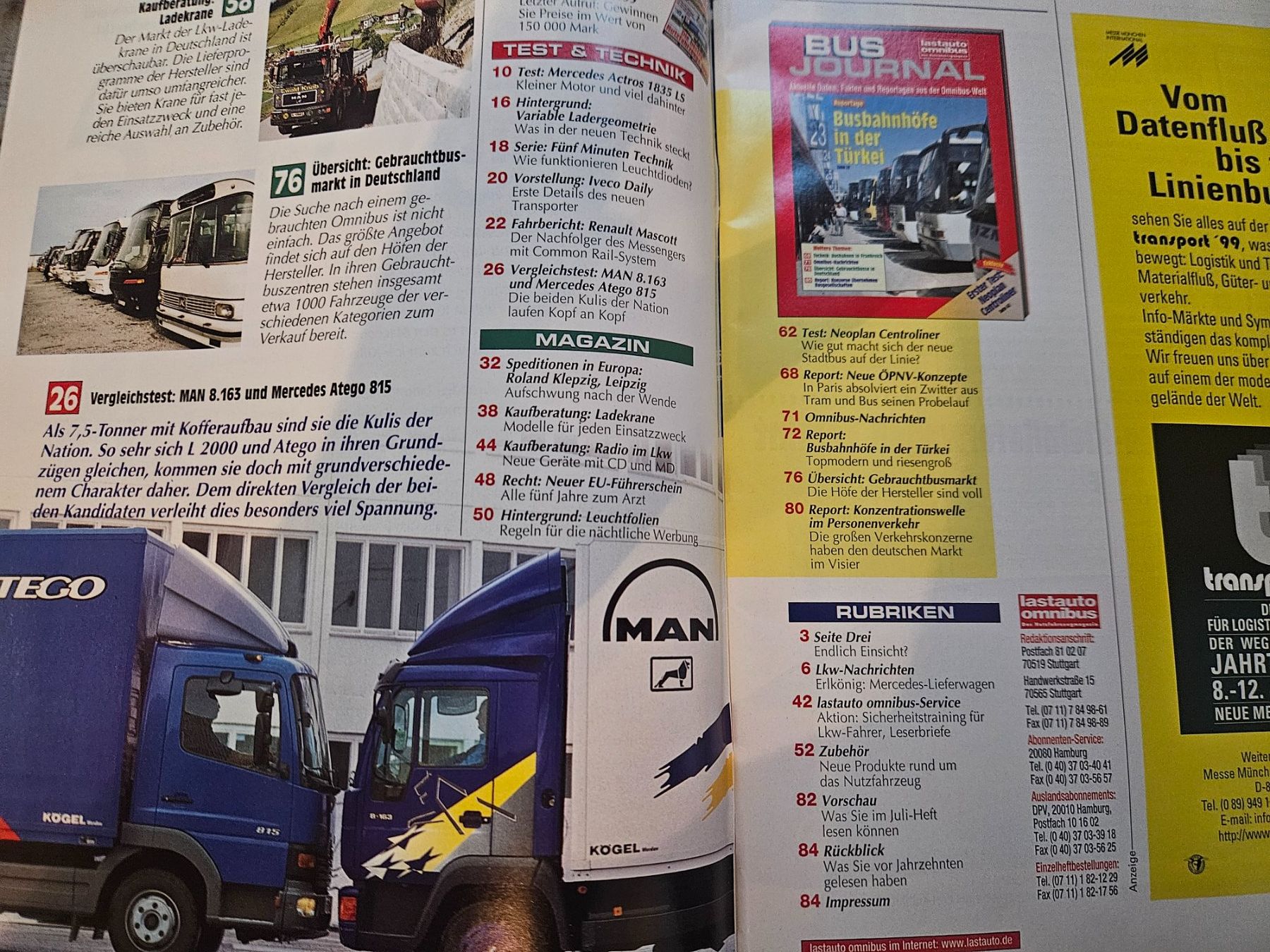 Lastauto Omnibus 6/99 Mercedes Actros 1835 815 Daily MAN xa (Gebraucht ...