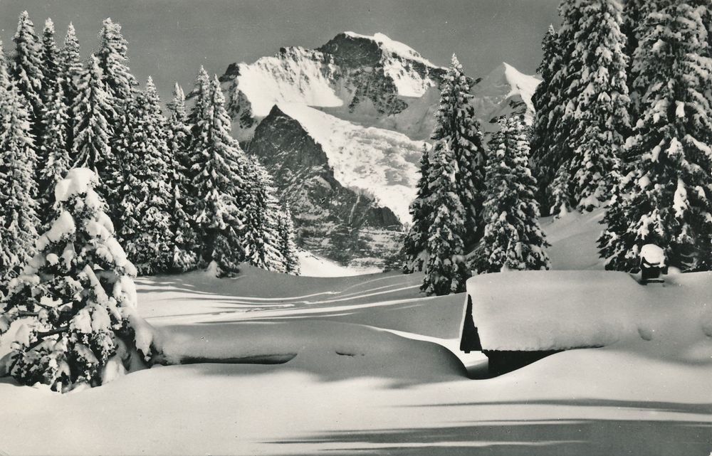 E. Gyger / gel. 1959 Winter Landschaft mit Jungfrau | Kaufen auf Ricardo
