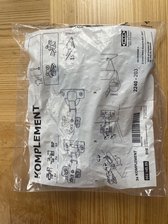IKEA KOMPLEMENT Scharnier 6x 3er Packung - Neu Verpackt (Neu und originalverpackt) in Amden für ...
