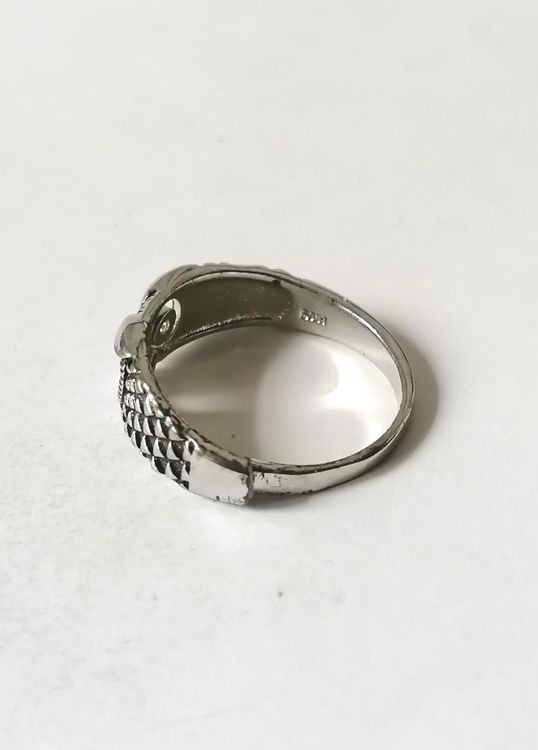 Ring aus Stahl mit 2 Steinchen, Grösse 62 (Neu (gemäss Beschreibung ...