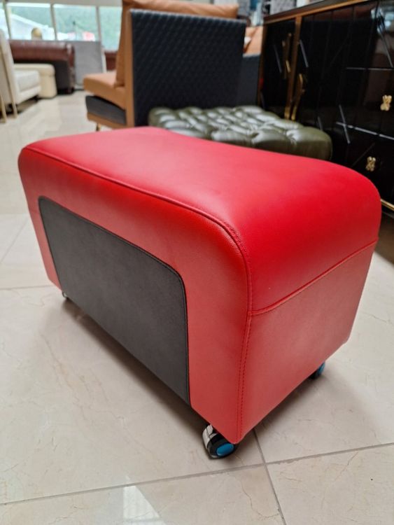 Rot Schwarz Hocker Leder Sitz Neu Fußhocker Polster Neu Bank (Neu ...