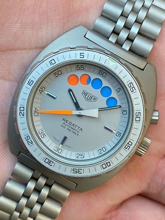 Heuer Regatta (1983) 42mm, Stahl PVD, grau, Top Zustand, NOS (Neu ...