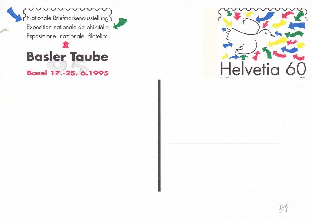 2 PK - GS "Basler Taube", Nat.Briefmarkenausstellung 1995 (Neu (gemäss Beschreibung)) in ...